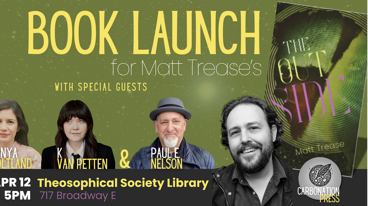 Matt Trease Book Release The Outside - Cascadia Poetics LAB